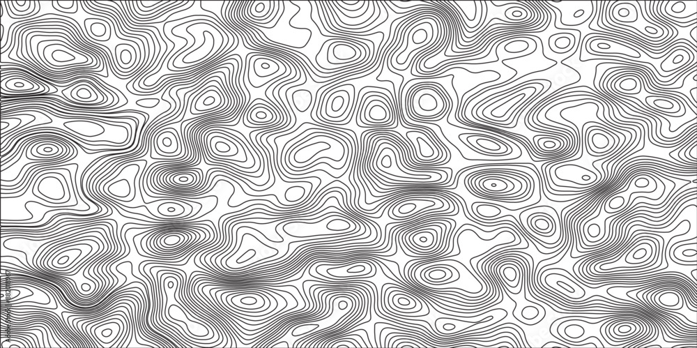 Abstract Topographic Map in Contour Line Light stripes on a white ...