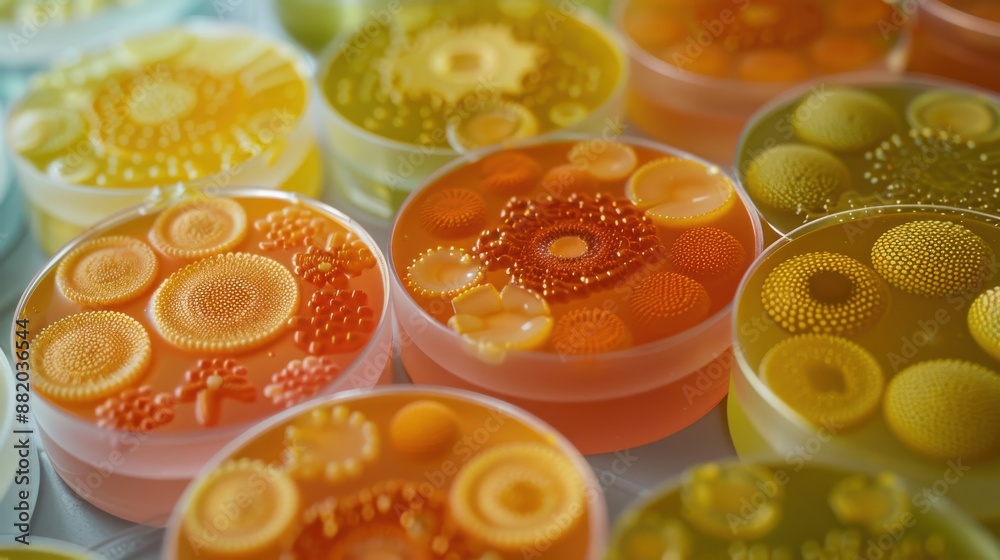 Detailed image of bacterial colonies on a nutrient agar plate, showing ...