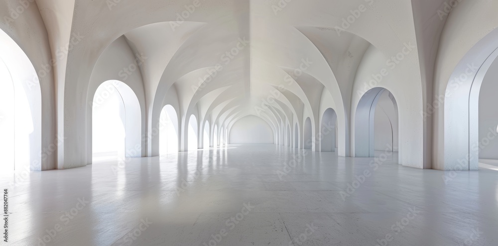 A 360 degree full panorama of an abstract white room with white walls ...