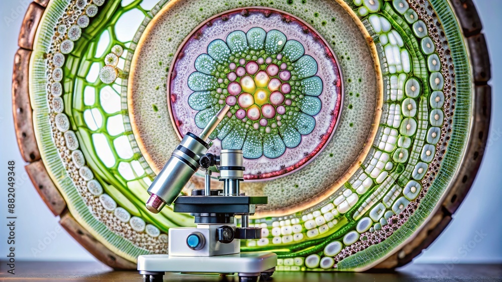 Cross section Dicot Monocot and Root of Plant Stem under the microscope ...