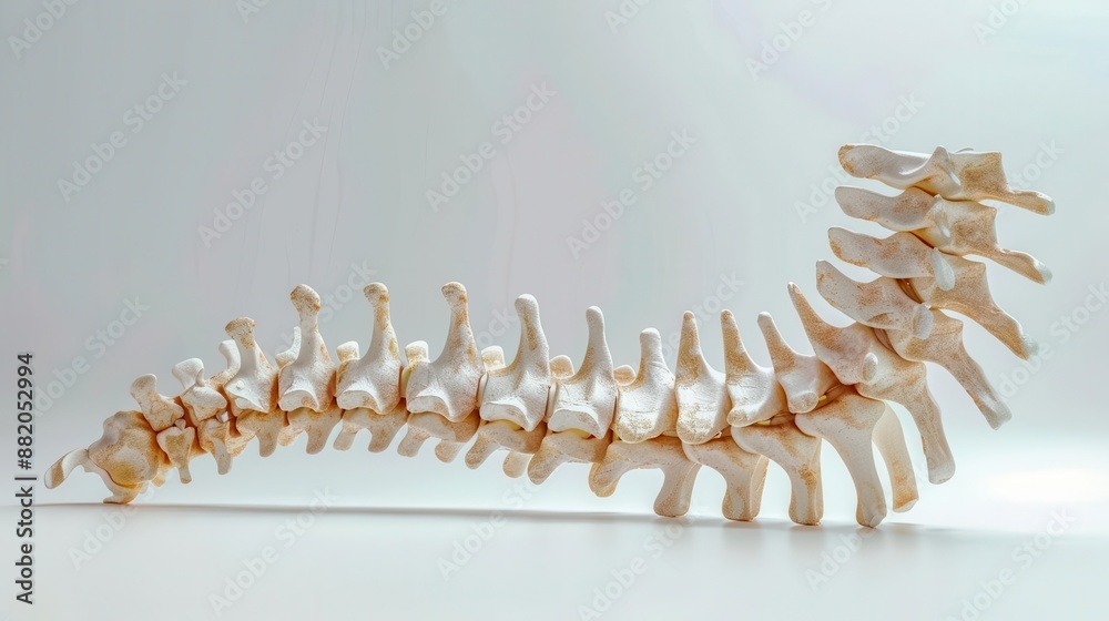Human spine illustration, detailed vertebrae, side view, medical ...