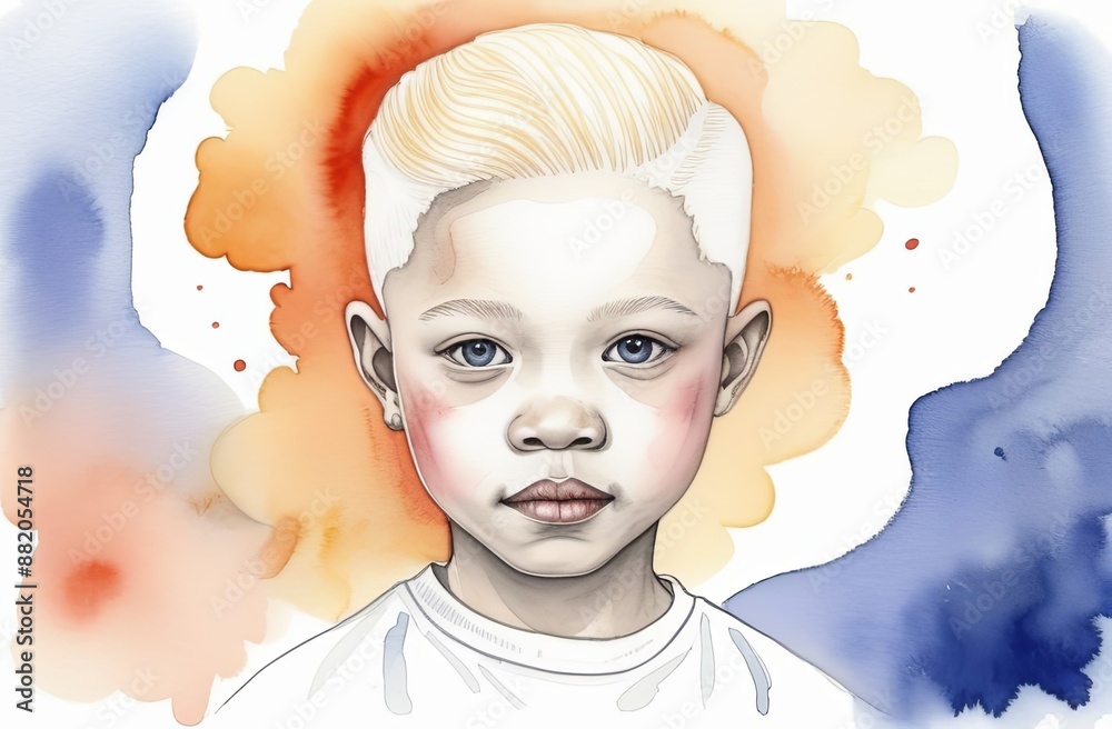 portrait of black boy with albinism striking pale skin and white hair ...