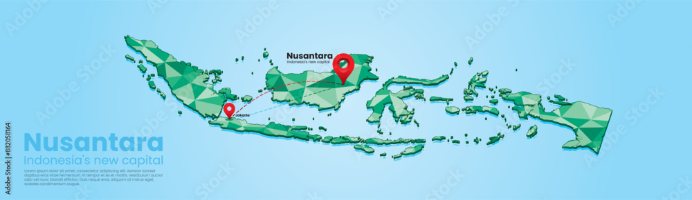 Vetor de location of Nusantara, the new capital of Indonesia in green ...