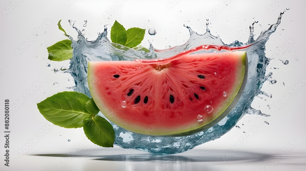 Isolated water melon splash on a translucent white background, png ...