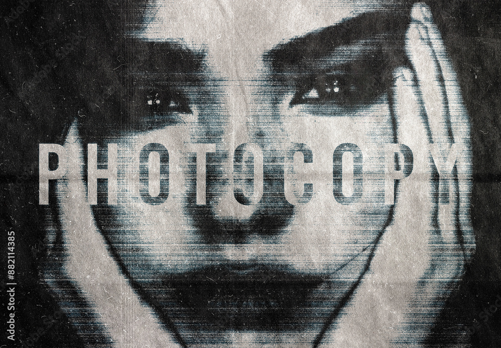 Grunge Photocopy Photo Effect Mockup Stock Template | Adobe Stock