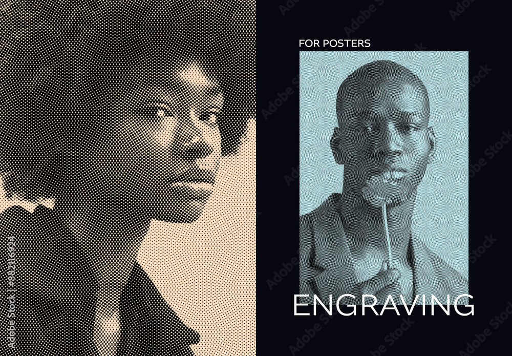 Vintage Engraved Poster Photo Effect Mockup Stock Template | Adobe Stock