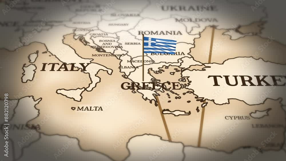 Greece flag showing on world map with 3D rendering 素材庫影片 | Adobe Stock