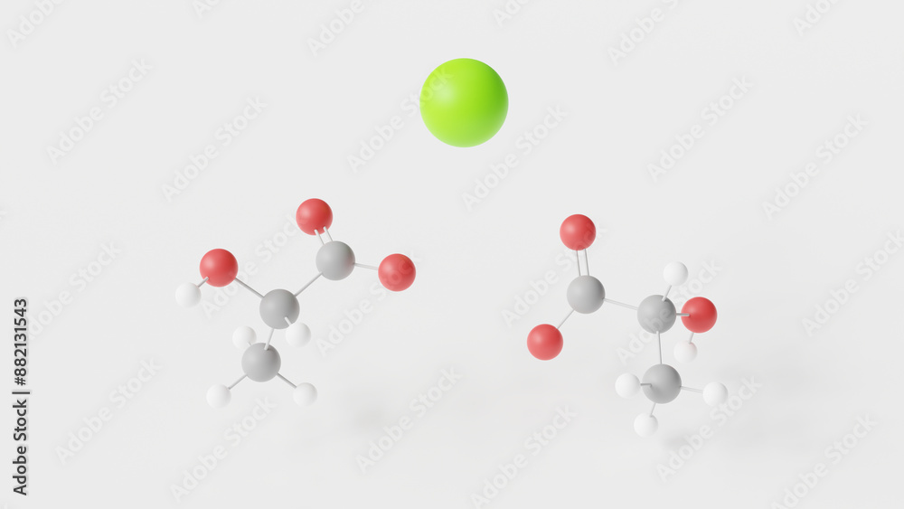 calcium lactate molecule 3d, molecular structure, ball and stick model ...