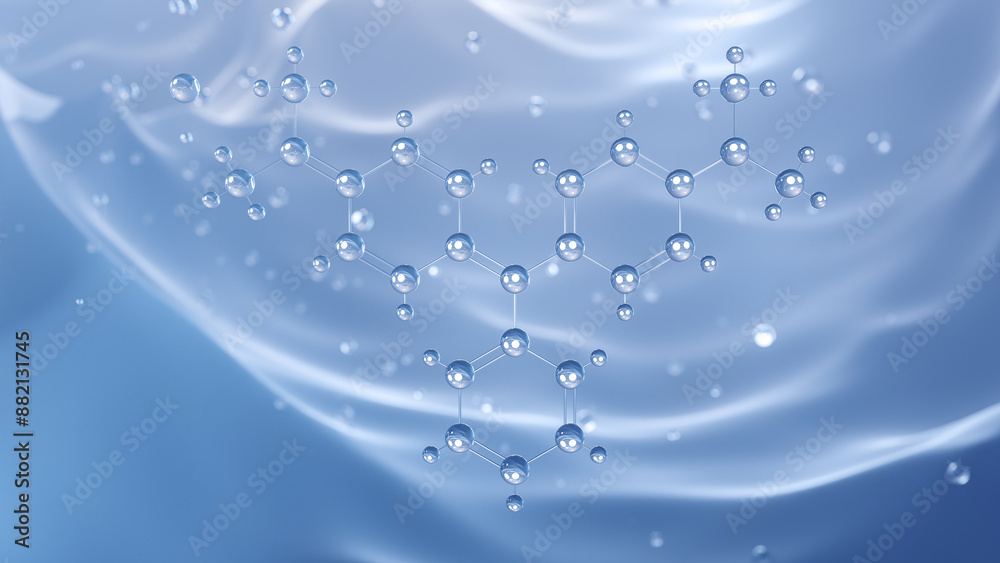 malachite green molecular structure, 3d model molecule, triarylmethane ...