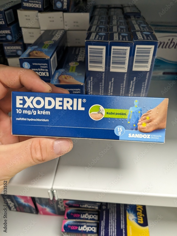 Prague, Czech Republic - July 10 2024: EXODERYL cream box of medication ...