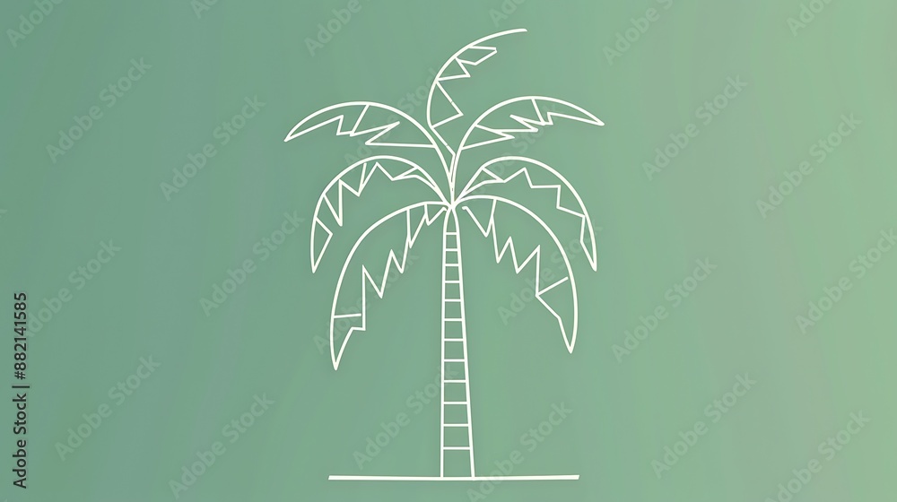 ภาพประกอบสต็อก Simple line drawing of a palm tree. The tree is centered ...
