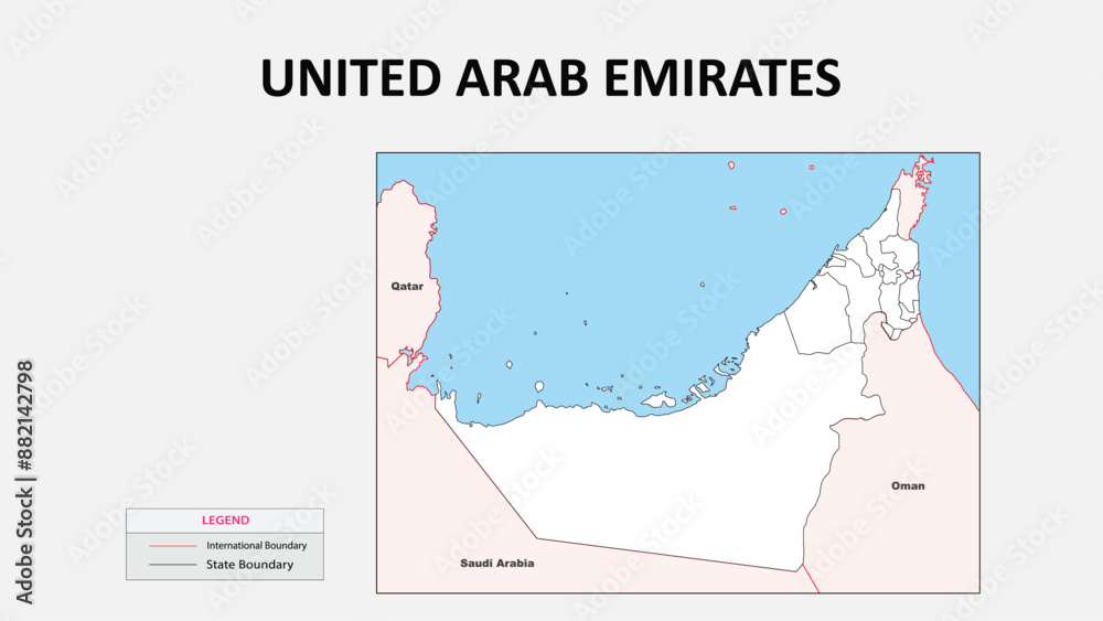 United Arab Emirates Map. Political map of United Arab Emirates with ...