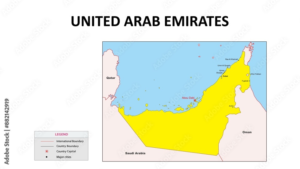 United Arab Emirates Map. Major cities in United Arab Emirates ...
