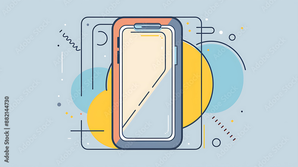 A simple and elegant line drawing of a smartphone. The phone is shown ...