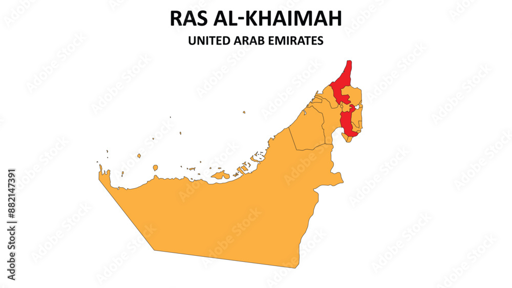 Ras Al - Khaimah Map is highlighted on the United Arab Emirates map ...