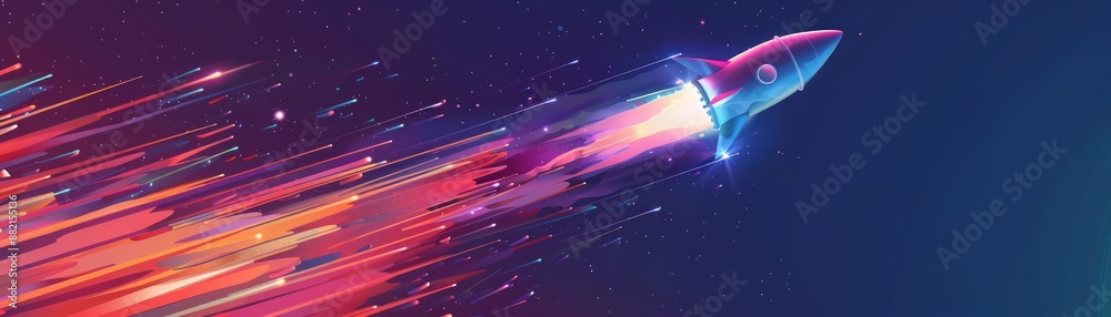 Business illustration of a tech startup accelerating like a rocket ...