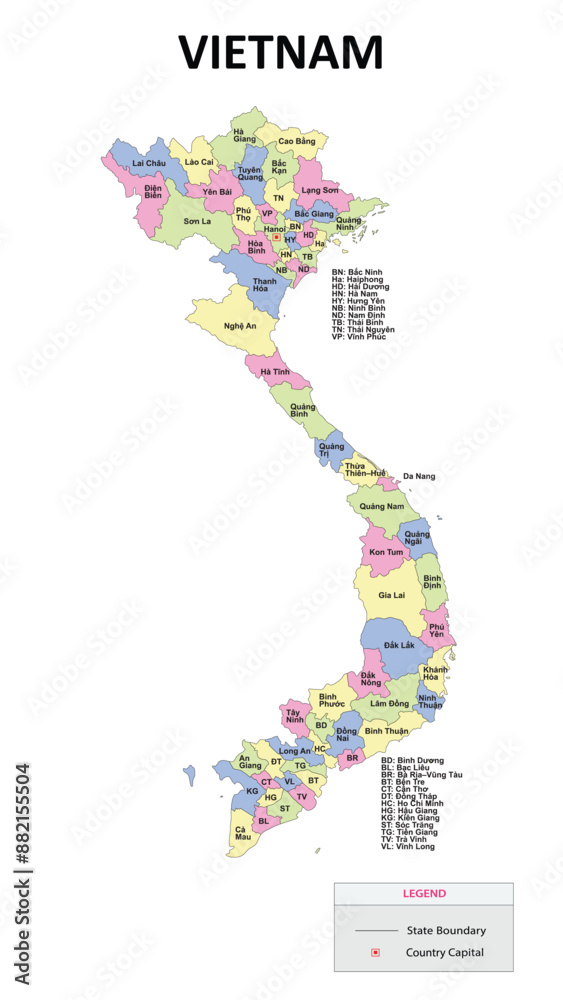 Obraz na płótnie Vietnam Map. State map of Vietnam. State map of ...