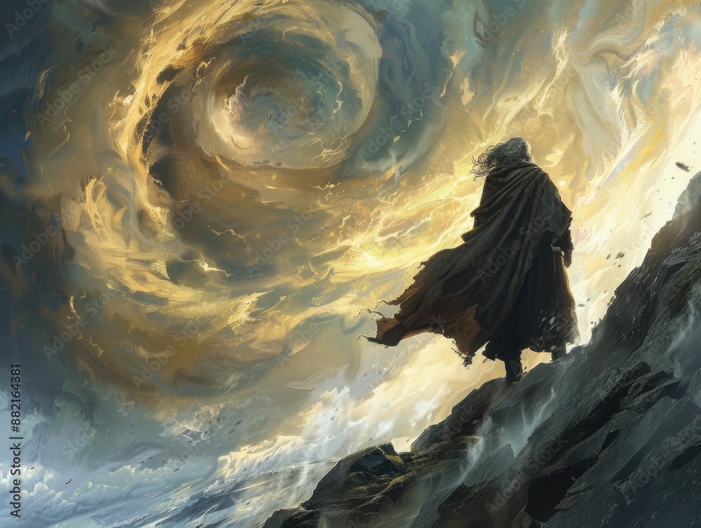 Aeolus in Greek Mythology: God of Winds atop a Mountain with Dynamic ...