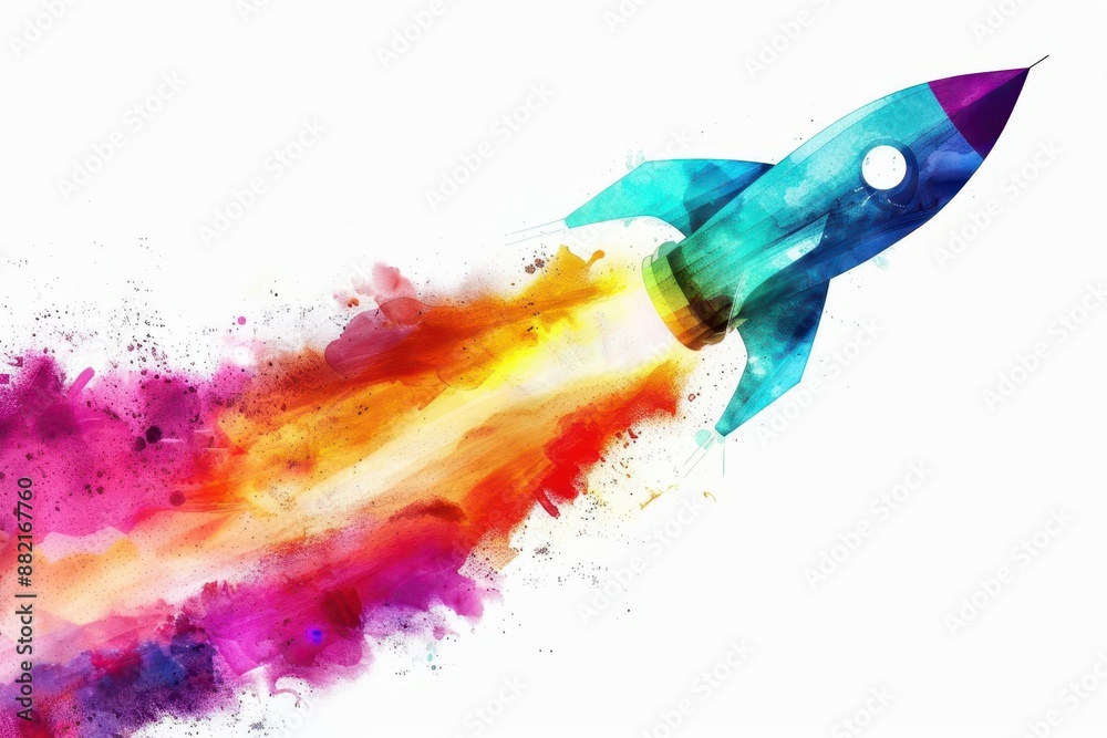 rocket emoji in vibrant colors soaring towards the horizon set against ...
