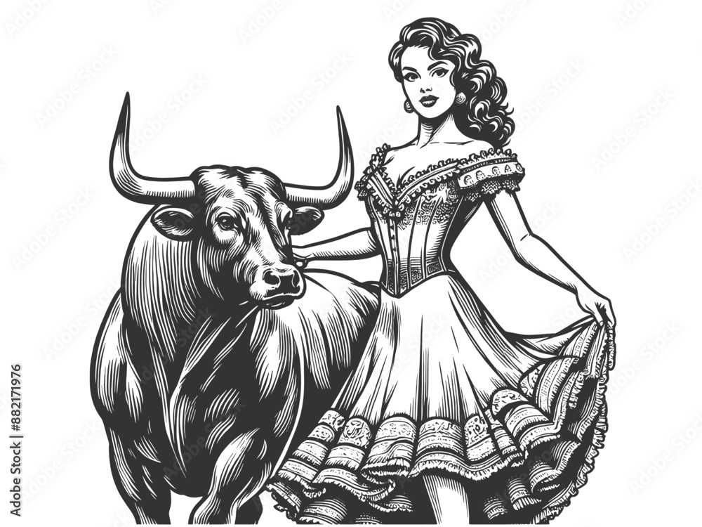 Matador Bullfighter Spanish woman in traditional attire beauty with ...
