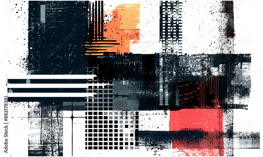 Collage texture abstract with transparent background vector, digital ...