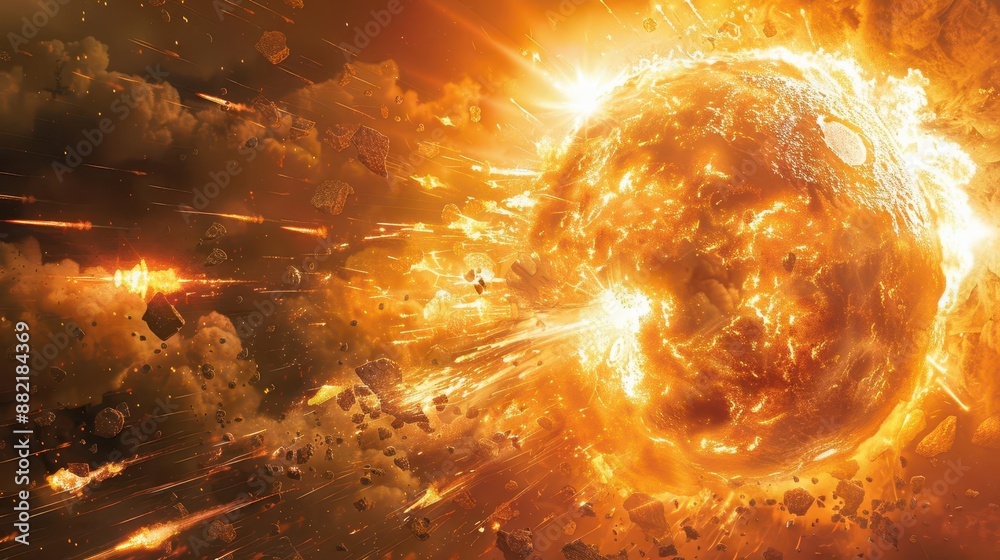 massive explosion of exploding stars and planets Stock Illustration ...