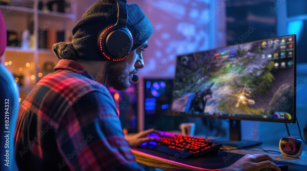 Streamer engaging with their audience, live chatting and gaming ...