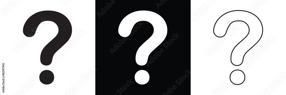 Simple red question mark icon, vector file with changeable line width ...