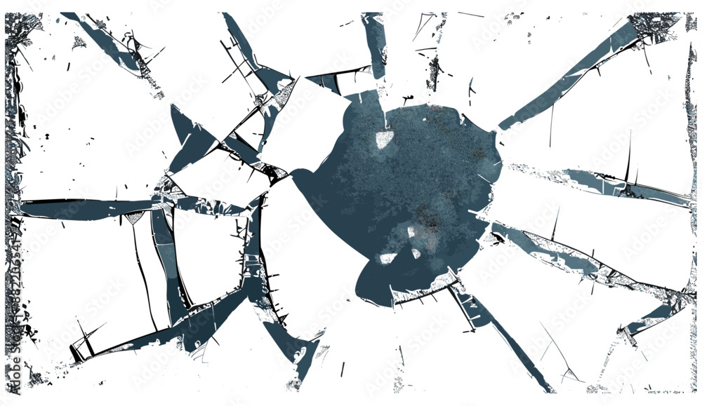 Halftone cracked glass window with a transparent background vector ...