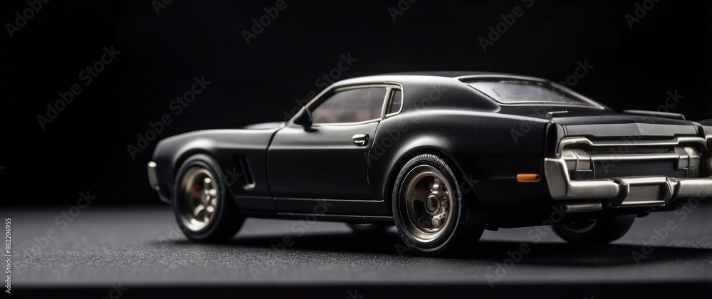 Classic black muscle car model with sleek design and shiny wheels Ideal ...