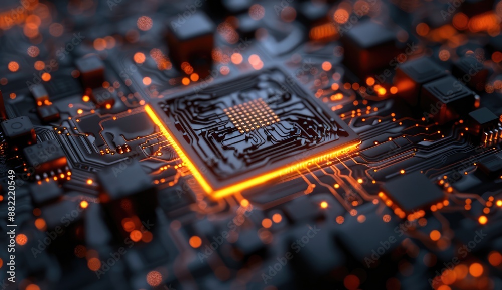 Quantum chip, part of quantum computer. How quantum technology may look ...