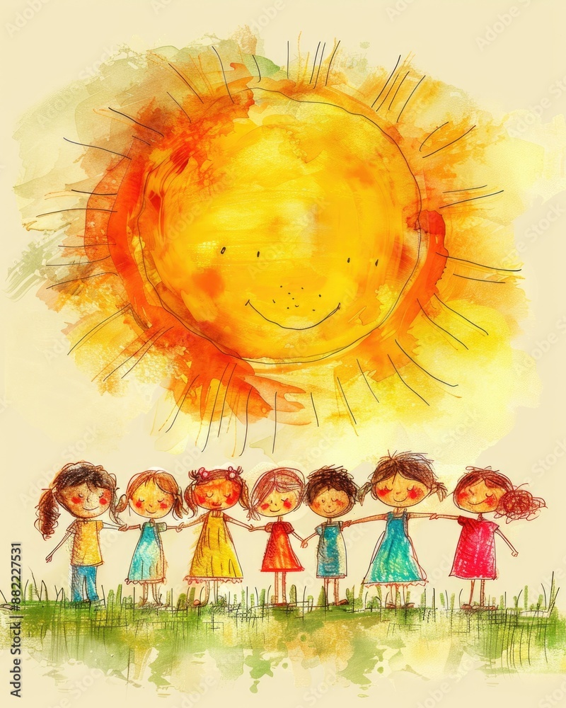 United in Diversity - Cheerful Cartoon Illustration of Multicultural ...