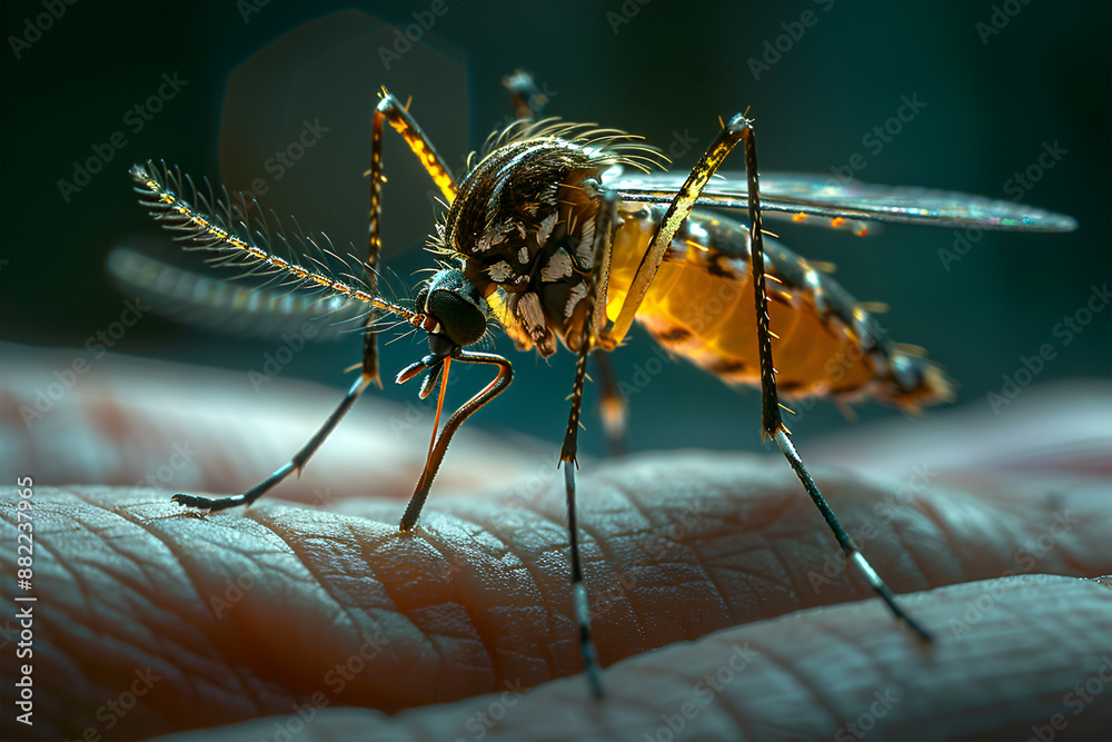 Aedes aegypti or yellow fever mosquito sucking blood on skin,Macro ...