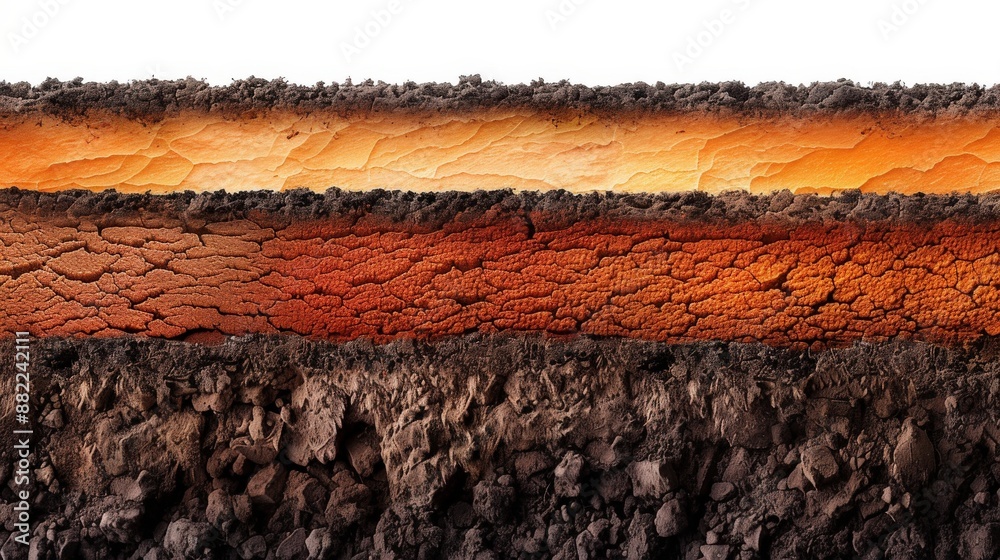 Soil horizon layers in a vertical cut showing organic matter Stock ...
