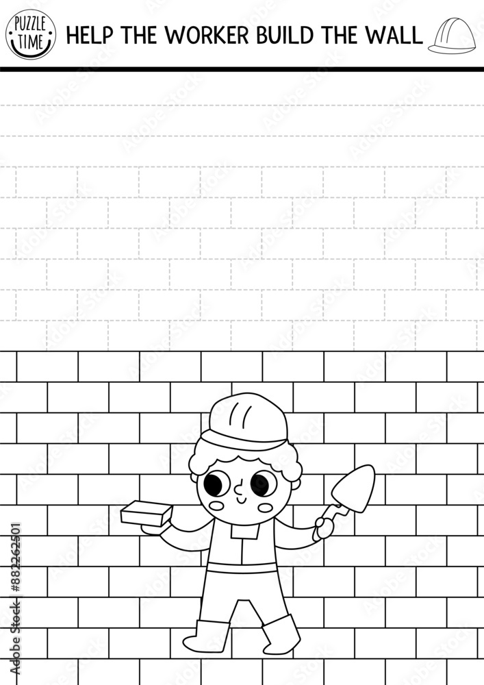 Construction site black and white drawing and writing practice activity ...