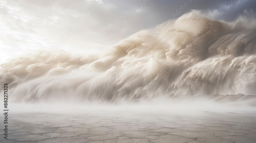 dramatic sandstorm massive dust clouds billow and swirl against stark ...