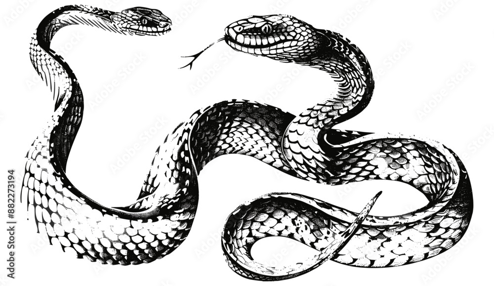 Stockvektorbilden Vintage engraving illustration set of isolated snakes ...