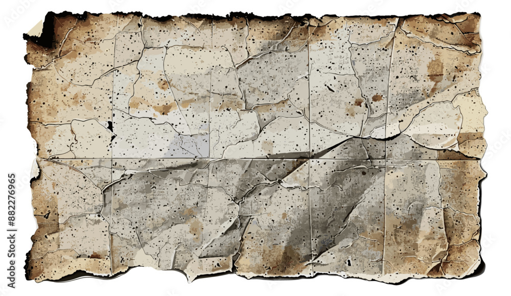 Vintage paper texture vector overlay, old frame and border effect, torn ...