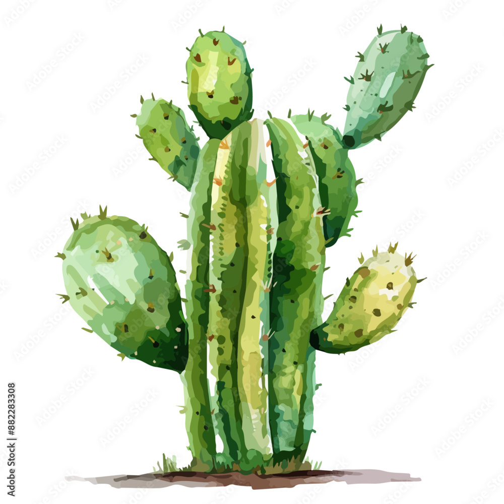 Watercolor painting of a Cactus, isolated on a white background, Cactus ...