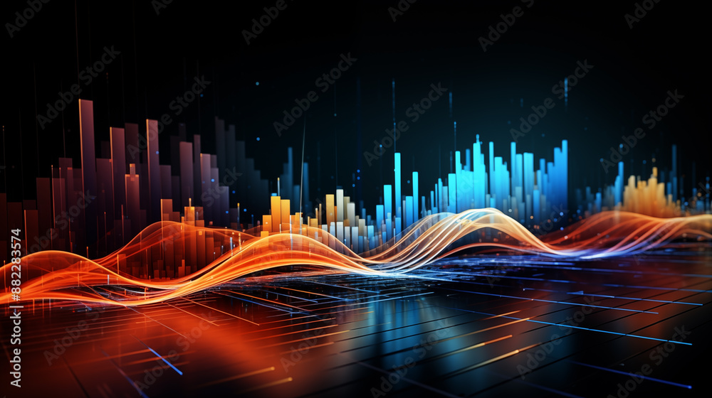 Digital wave of analytics data background image. Finance algorithms ...