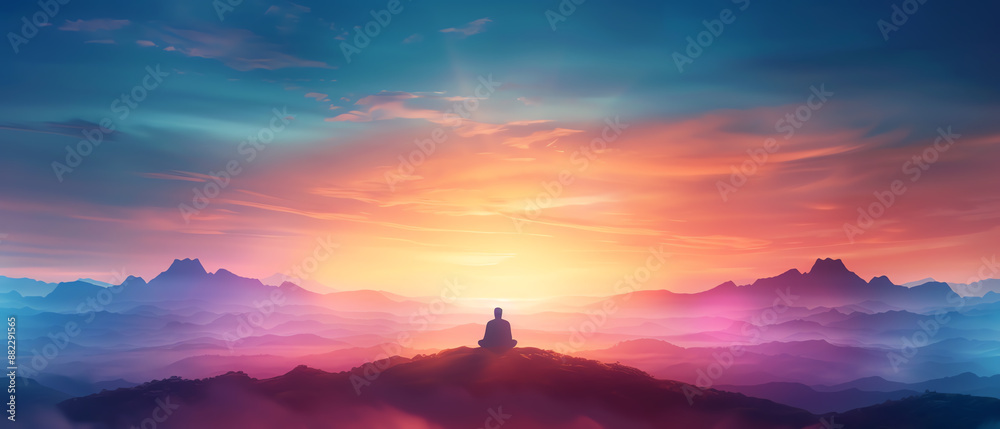 Jesus and Buddha meditating on a rainbow hill, peaceful expressions ...