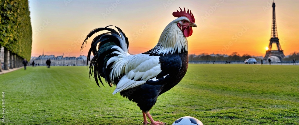 National bird of France gallic rooster with football ball Stock ...