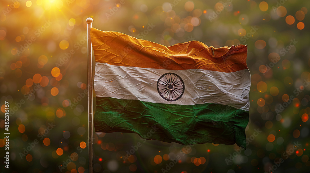 Clean Indian flag on a transparent background with bottom copy space ...
