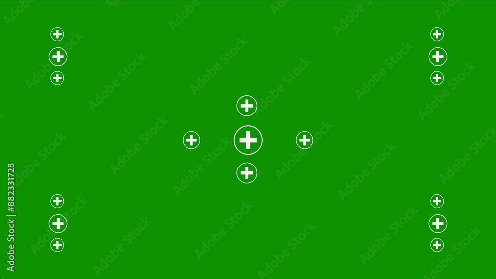 Green screen with VFX motion tracking markers. Chroma key color video ...