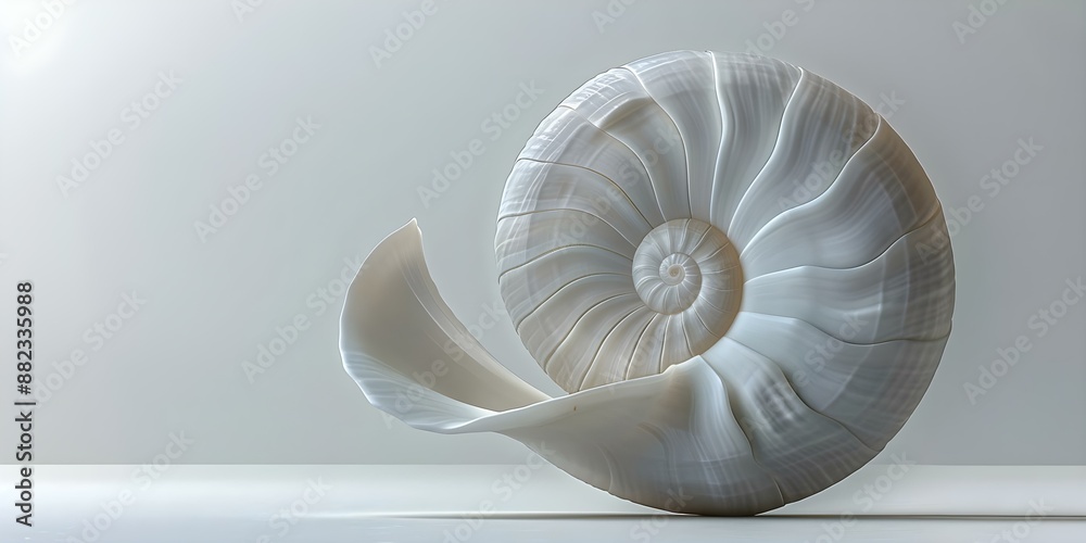 Isolated white Nautilus shell interior with clipping path for design ...