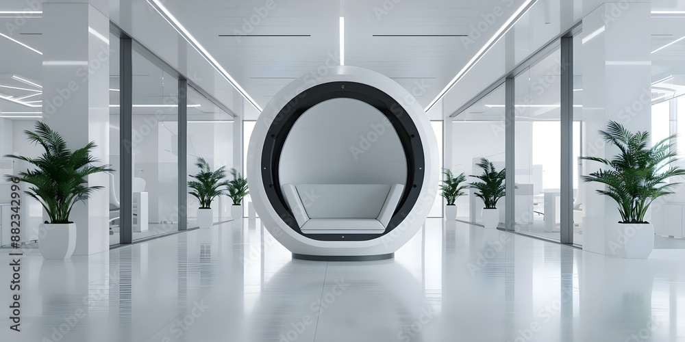 Silent futuristic office pod for focused work and online negotiations ...
