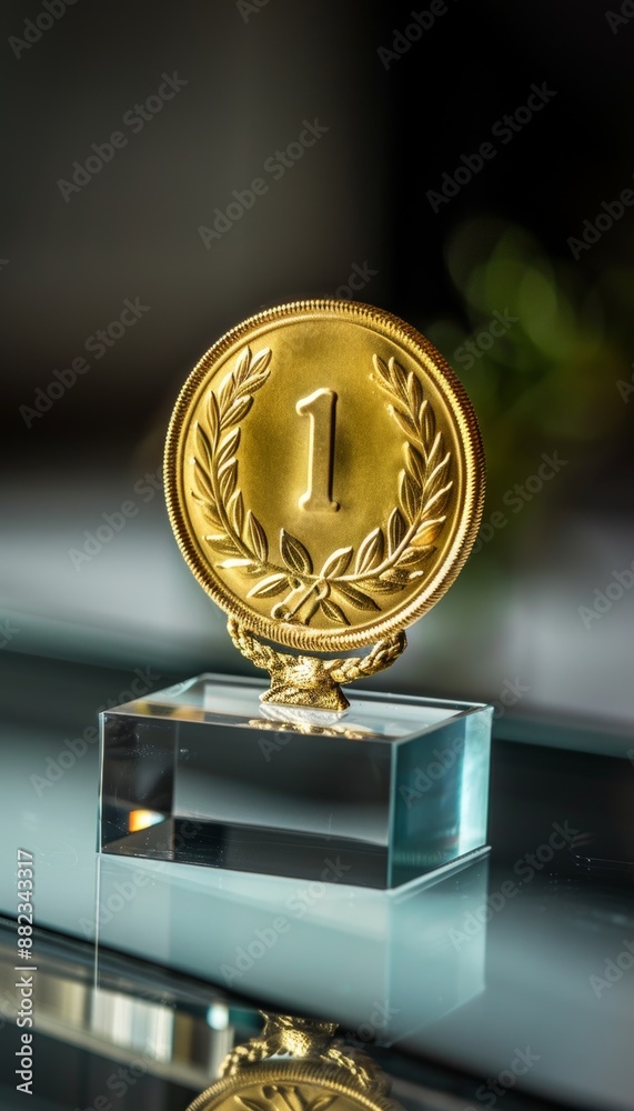 First Place Gold Medal with Laurel Wreath on Display Stand, Perfect for ...