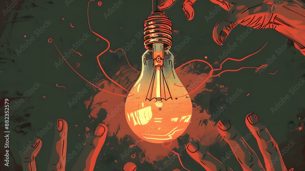 Changing a Light Bulb: Hands reaching up to unscrew a spent light bulb ...