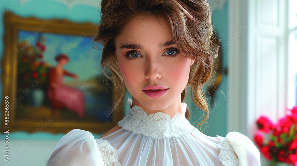 Timeless Romance: Channel classic romance in a lace-trimmed blouse that ...