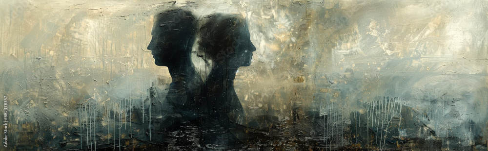 background, symbolizing the slow erosion of memory and identity in ...